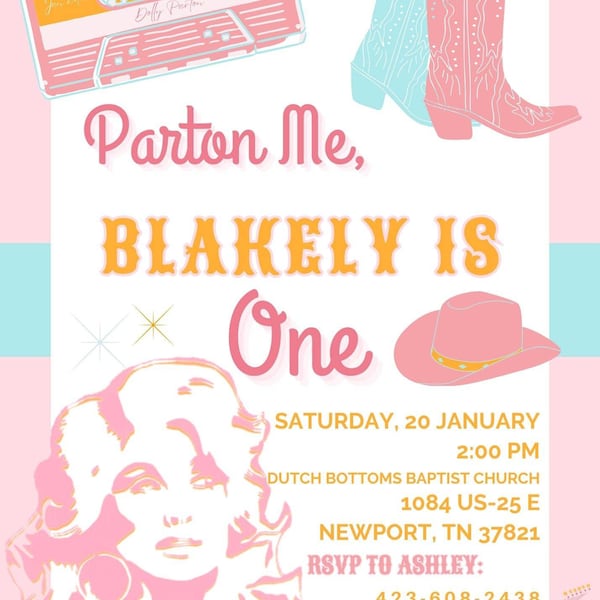 Dolly Parton Invitation Birthday Party Celebration Modern Simple ...