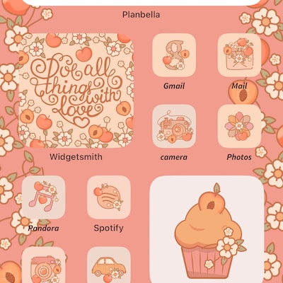 Peach Ios 14 Icons, Cottagecore Peach App Icons, Summer Aesthetic Ios14 ...