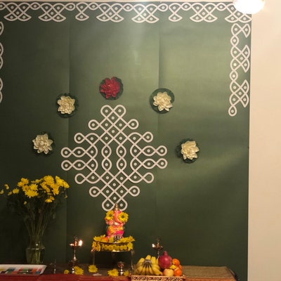 Kolam Backdrop, Pooja Backdrop Decoration, Muggu Indian Backdrop Kit ...