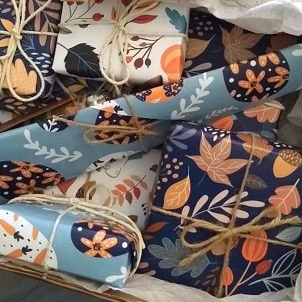 Autumn Wrapping Paper - Luxury Gift Wrap - Fall Gift Wrap - Autumn Leaf ...
