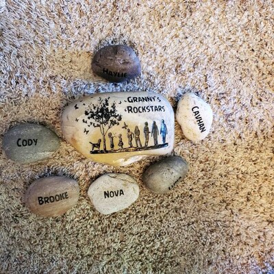 7in Grandma Garden Rock 3in Name Stones Add Kids Custom Order Carved ...