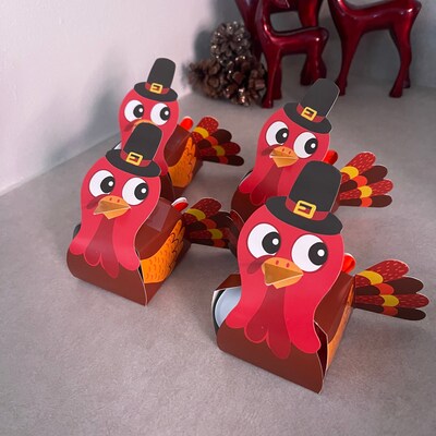 Thanksgiving Box Turkey Favor Box Party Gift Treat Cute Kids - Etsy