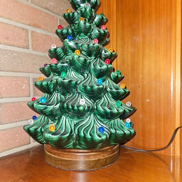 Wood Ceramic Christmas Tree Base With Light - Etsy