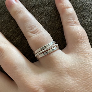 Stacking Rings with Names Stackable name rings Thick rings | Etsy
