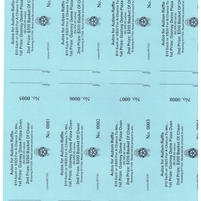 1,000 Custom Printed Raffle Tickets for Your Fundraiser. Card Stock of ...