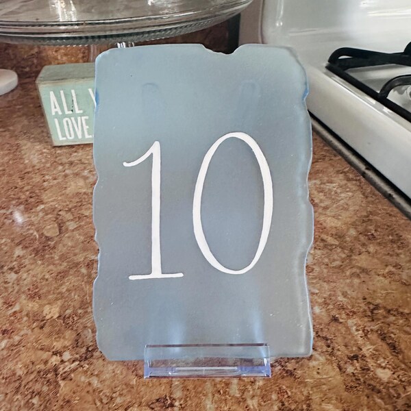 Sea Glass Table Numbers With Acrylic Stands - Etsy
