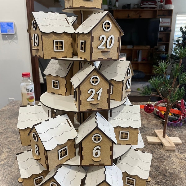 24 Days Christmas Countdown Advent Calendar, House Ornament, Christmas ...
