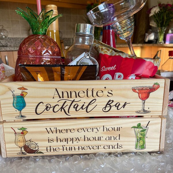 Personalised Cocktail Bar Treat Hamper Gift Crate - Etsy