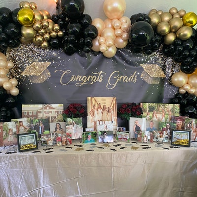 Glitter Graduation Party Backdrop, Photo Booth, Chalkboard, Graduation ...