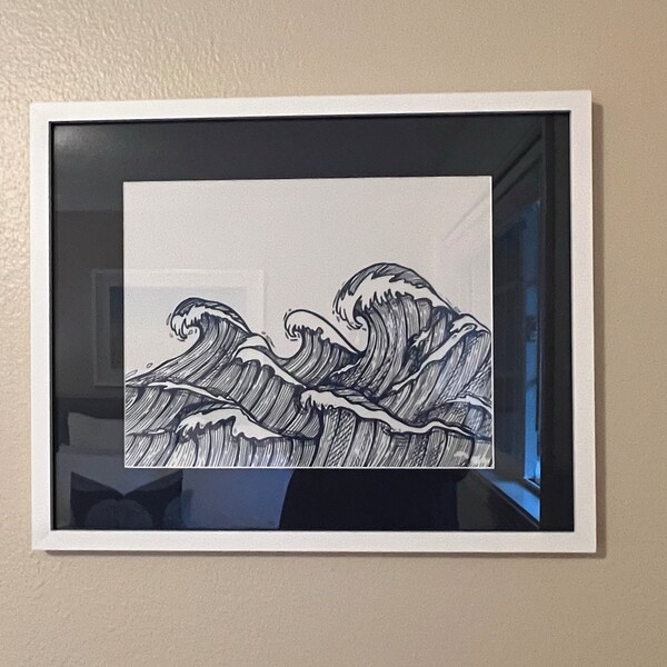 Wave Print, Fine Line Print, Digital Download, Printable Art, Gift for ...