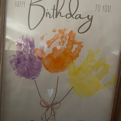 Happy Birthday Handprint Art, Custom Birthday Gift, Handprint Keepsake ...
