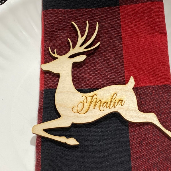 Christmastable Decor Wood Place Cards Reindeer Place Cards Christmas ...