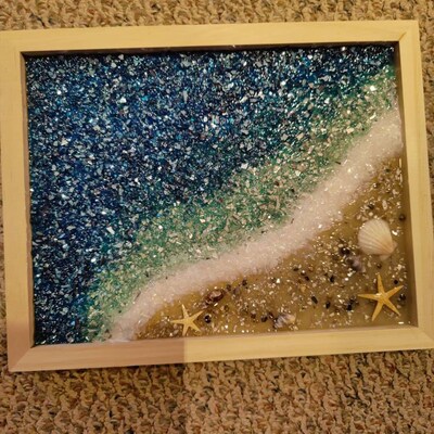 Seahorse Crushed Glass Beach Themed Shadow Box - Etsy
