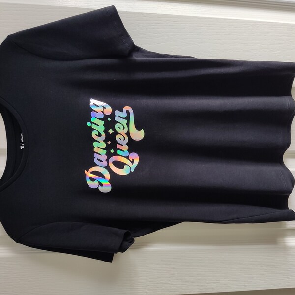 Personalised Dancing Queen T-shirt Holographic Rainbow Abba Voyage ...