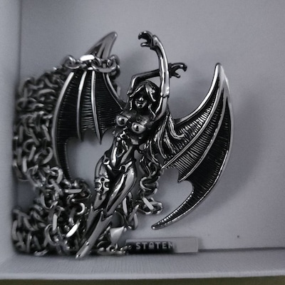 Fallen Angel Medallion Pendant Necklace, 18k Gold Plated, 316L ...