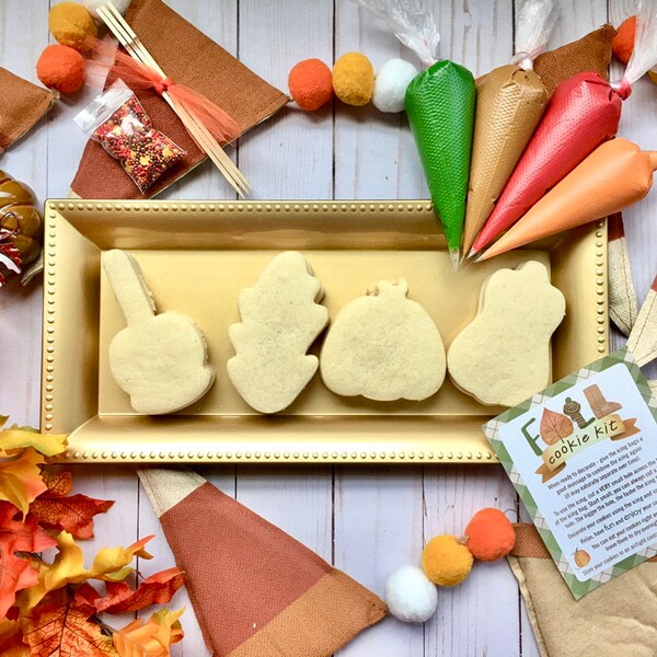 FALL DIY Cookie Kit Instructions Card 4"x5", Fall Kids Cookie DIY ...