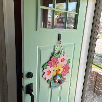 Spring Flowers Door Hanger, Spring Door Sign, Door Decor, Wooden Door ...