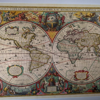 Old World Map 1630 Antique Fine Art Reproduction Print by Henricus Hondius Wall Map Art Print - Etsy