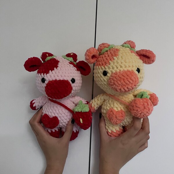 Crochet Cow, Peach Cow Plushie, Cow Plushie, Crochet Cow Plush - Etsy
