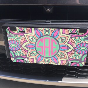 Monogram License Plate Custom Car Tag Flower License Plate | Etsy