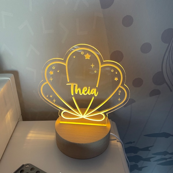 Personalized Acrylic Night Light Seashell LED Light Under the Sea ...