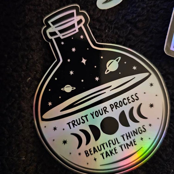 Trust Your Process Holographic Mystical Potion Bottle Sticker Galaxy ...