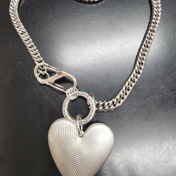 Oversized Heart Cuban Link Chain Necklace, Contemporary S Carabiner ...
