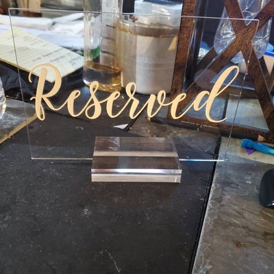Acrylic Reserved Table Sign, Acrylic Wedding Signs, Minimalist Wedding ...