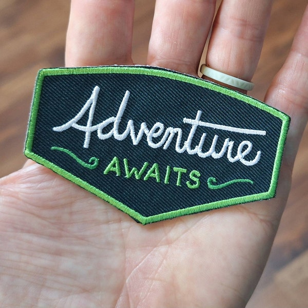 Adventure Awaits Patch - Iron on Explorer Embroidered Badge - Etsy