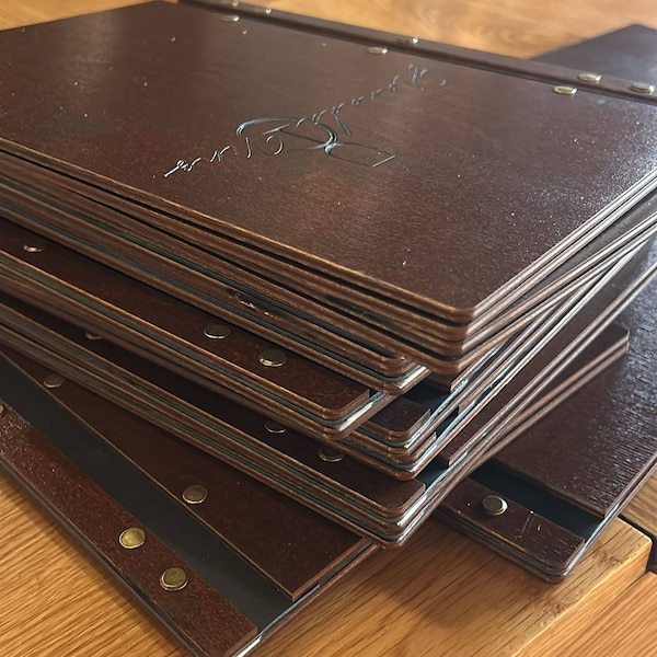 Wooden Menu Folder With Leather Hinge for A4 or US Letter Paper - Etsy