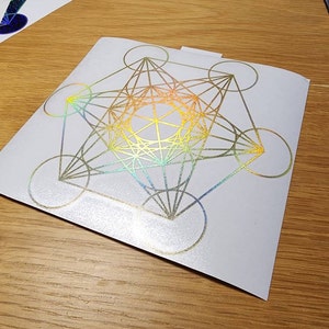 Metatron's Cube, Vinyl Sticker, Window Decal, Prismatic Rainbow Gold or ...