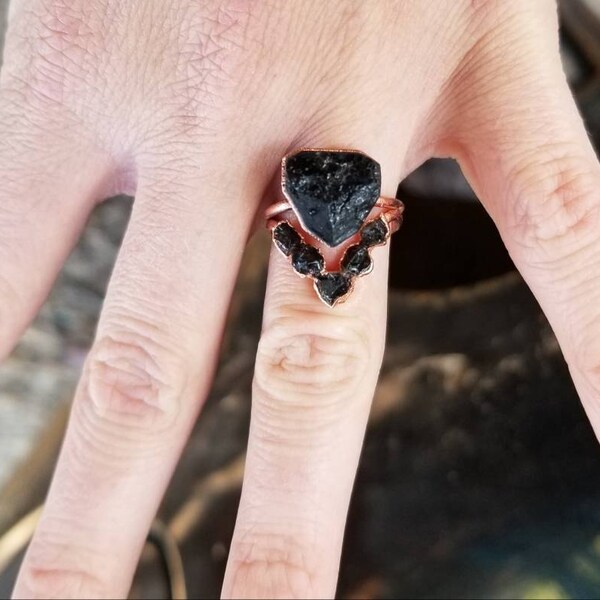 Solid Gold Boho Hippie Wedding Set| Raw Stone Engagement Ring| Handmade ...