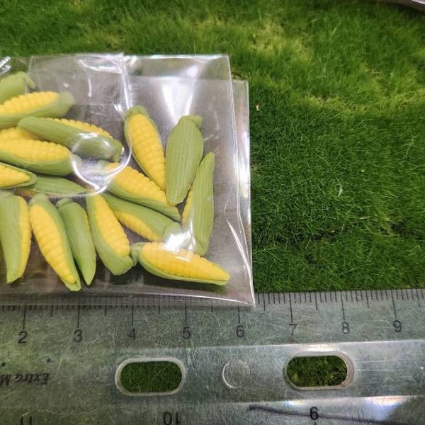 20 Miniature Dollhouse Ears of Corn Clay Polymer Yellow Green Corns ...