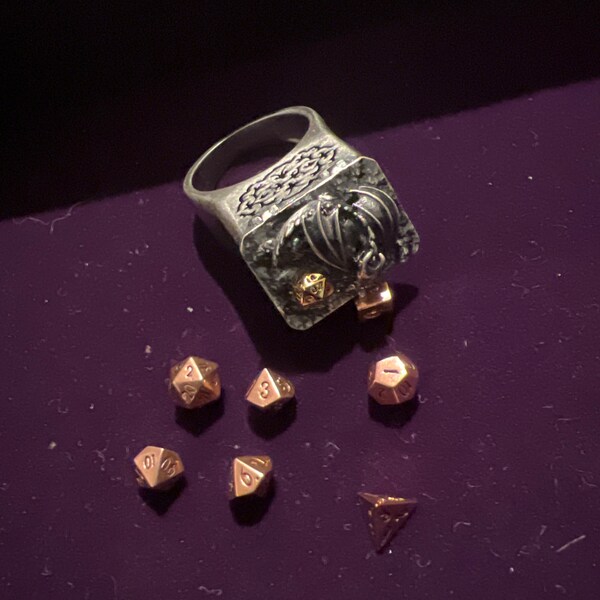 Dragon Ring Box and Mini Dice Set for DND Custom Engraved Text Ring D20 ...