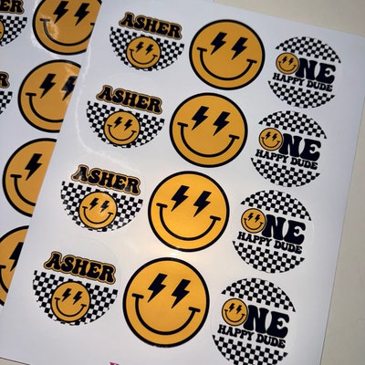 One Happy Dude Birthday Stickers, Personalized Birthday Stickers, One ...