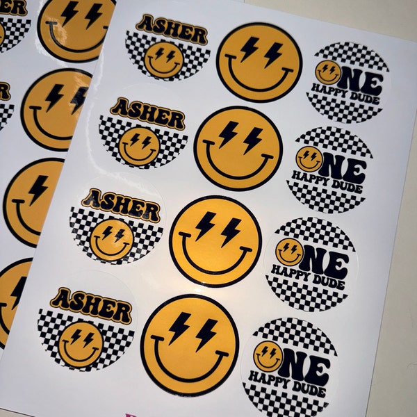 One Happy Dude Birthday Stickers, Personalized Birthday Stickers, One ...