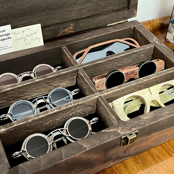Eyeglass Storage Box, Spectacles Case, Divided Storage Case, Rustic ...