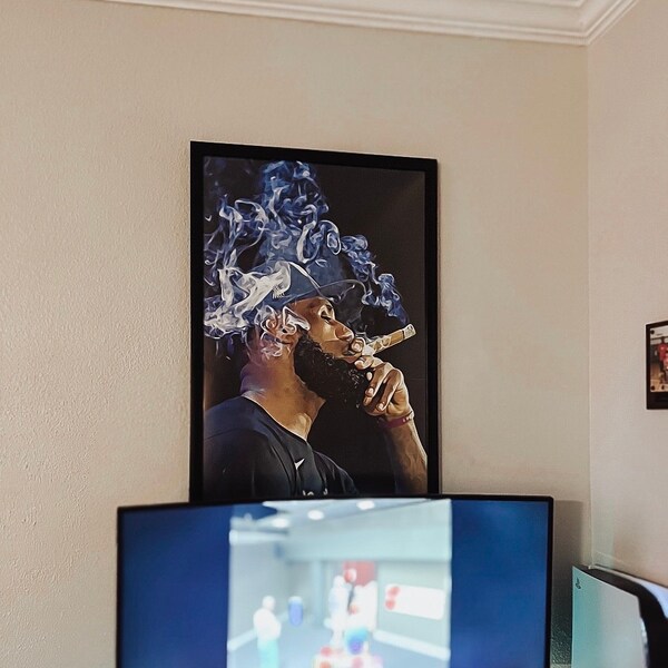 Lebron James LA Lakers Championship Cigar Digital Drawing Canvas Wraps ...