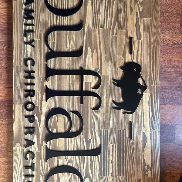 Black and Gold Outdoor Sign for Business, Solid Wood Logo Signage ...