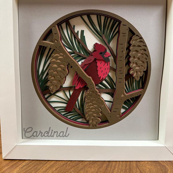 CARDINAL Svg - 3D Christmas Svg - WINTER Shadow Box Svg - for Cricut ...