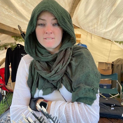 Distress Dyed Cotton Shawl Wrap Shemagh, Dark Green Drape, Wasteland ...