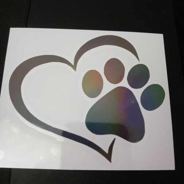 Paw Print Sticker, Heart Paw Decal, Paw Print Car Window Decal, Paw ...