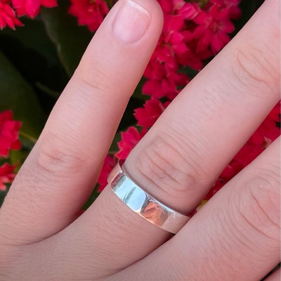 5mm Simple Silver Wedding Ring Flat Ring Plain Silver Band - Etsy