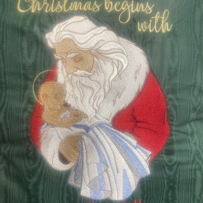 Santa Holding Jesus Christ Embroidery Design - Etsy