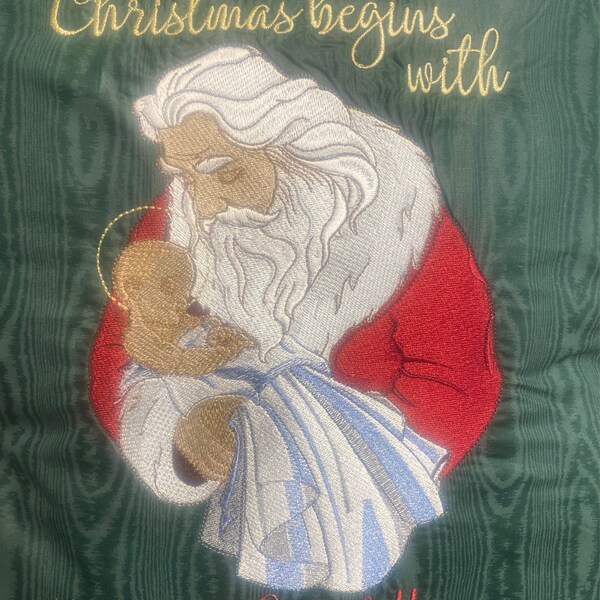 Santa Holding Jesus Christ Embroidery Design - Etsy