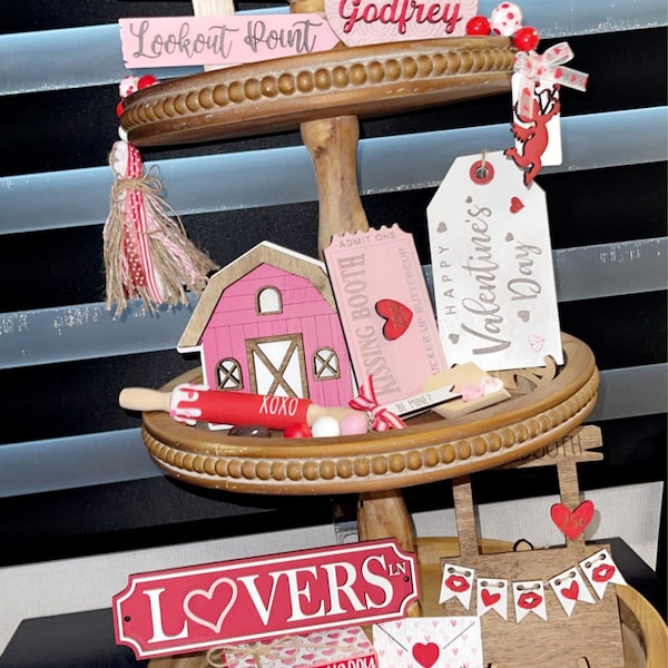 Valentines Books/valentine’s Day Decor/ Tiered Tray Decor/ Wood Books ...