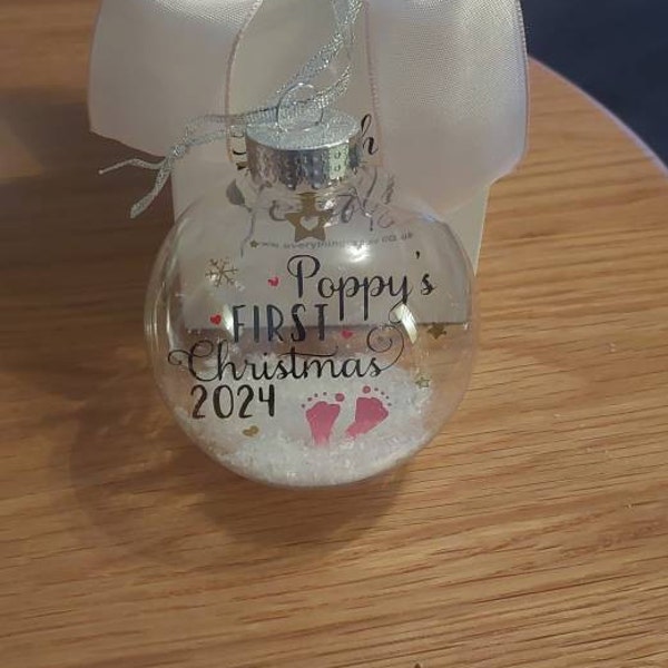 Personalised Baby's First Christmas Bauble 2025, 1st Christmas Ornament ...