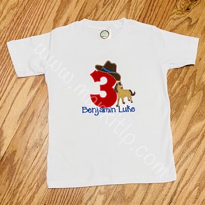 Number Three Cowboy Hat 3rd Birthday Applique Machine Embroidery Design ...