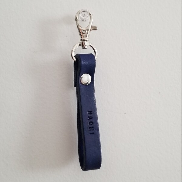 Custom Blue Leather Keychain: Personalized Coordinates Key Ring - Etsy