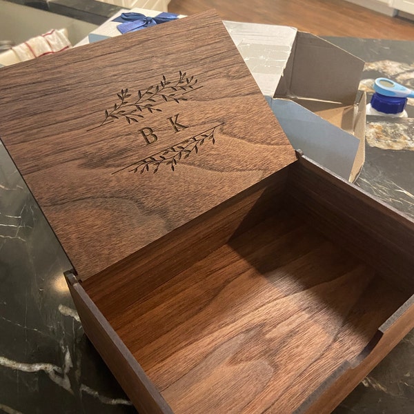 Custom Memory Wooden Laser Engraved Box, Christmas Gift Personalized ...